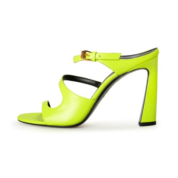 Versace | Shoes | Versace Womens Acid Lime Medusa 0 Leather Sandals ...
